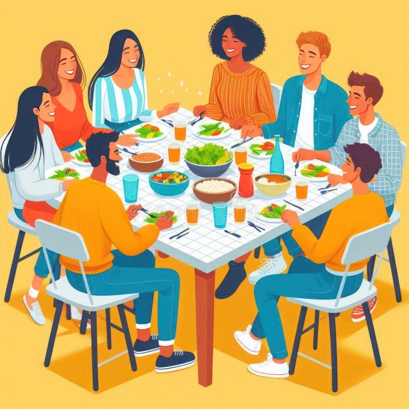 Group of Friends at the Dinner Table, Laughing and Enjoying. Stock ...