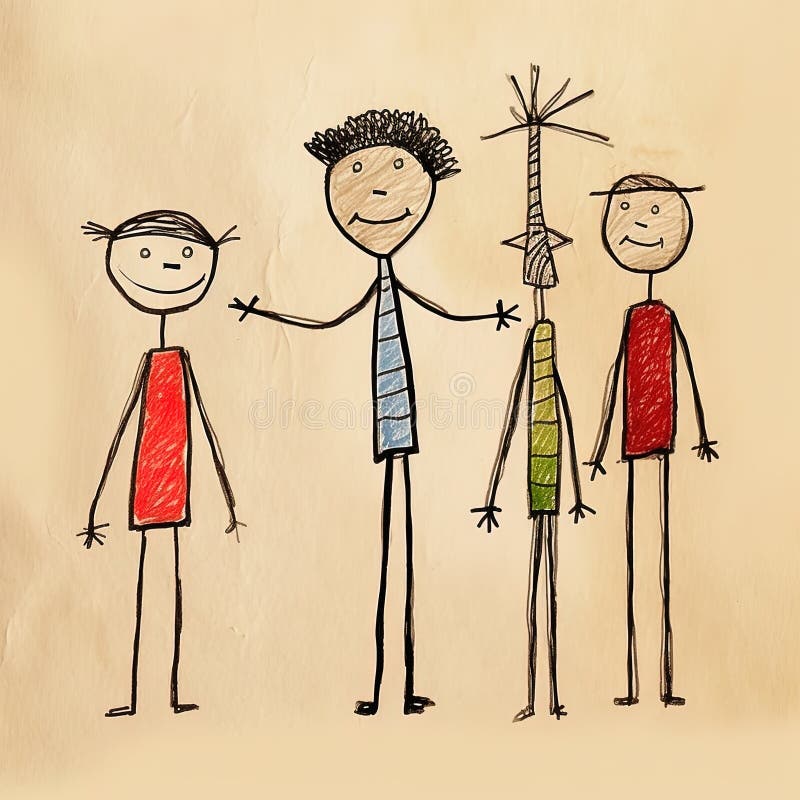 Group of Friends Drawn with Pencil Stock Illustration - Illustration of ...