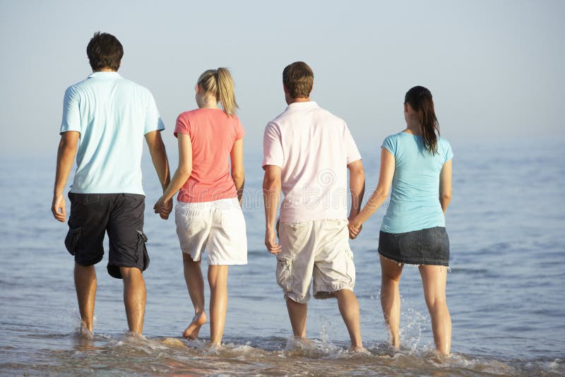 Group of Friends Enjoying Beach Holiday Stock Photo - Image of blonde ...