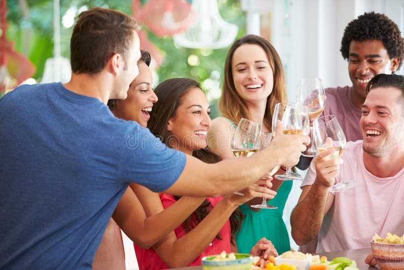 Group of Friends Enjoying Drinks Party at Home Stock Image - Image of ...