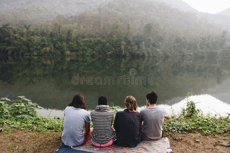 Group of Friends Enjoying the Nature Stock Photo - Image of caucasian ...