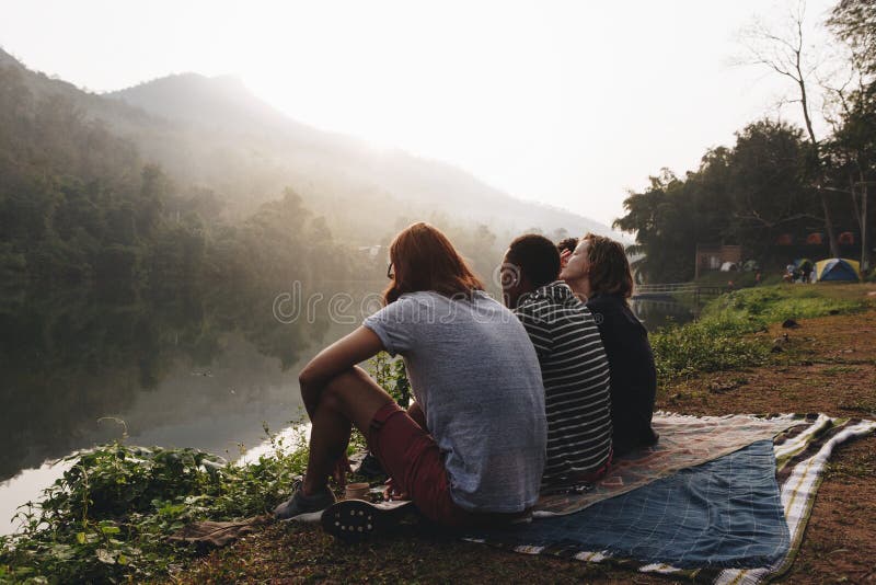 Group of Friends Enjoying the Nature Stock Photo - Image of plant ...