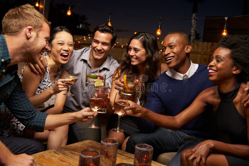 Group Of Friends Hanging Out Together At A Music Festival Stock Photo ...