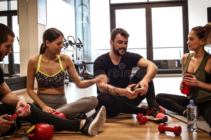 Group of Friends on Exercise Break. Stock Photo - Image of break ...
