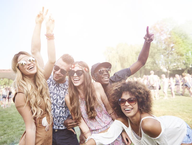 Group of Friends at the Festival Stock Photo - Image of emotions ...
