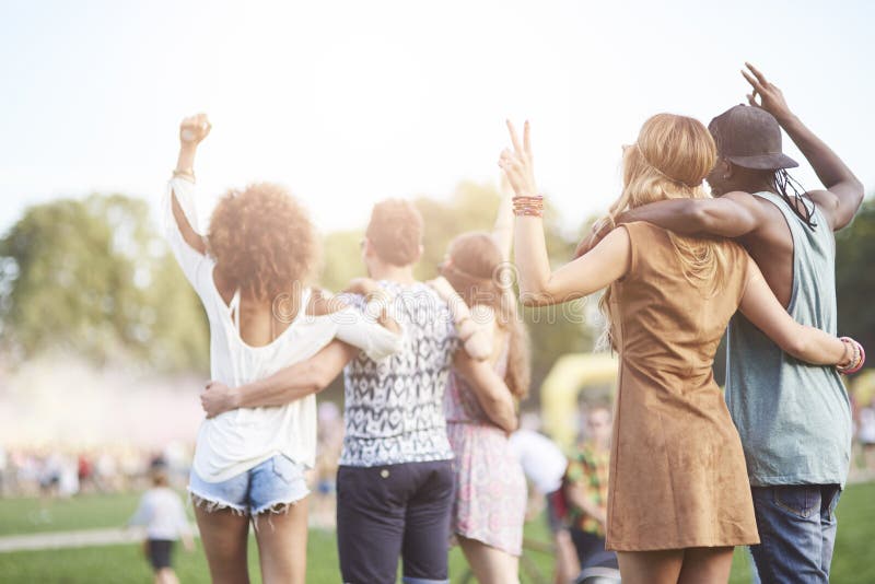 Group of Friends at the Festival Stock Image - Image of peace, multi ...