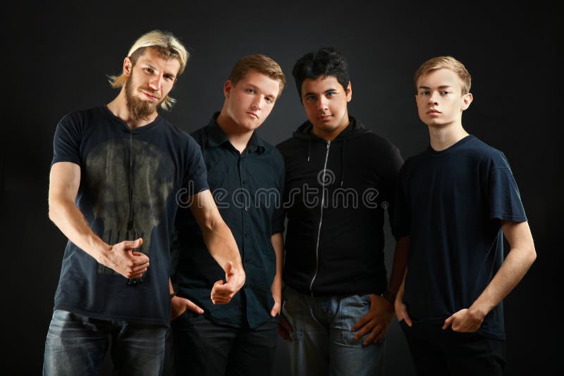 Guys Posing with Electric Guitars Stock Photo - Image of musician ...