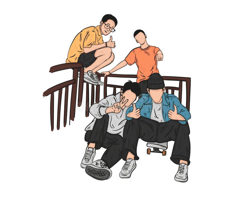 A Group of Friends are Hanging Out Stock Illustration - Illustration of ...