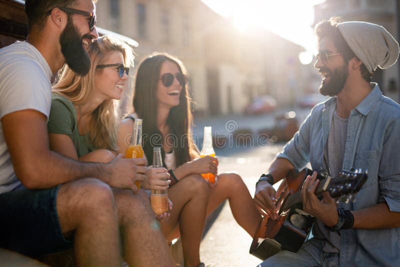 Group of Friends Hanging Out, Having Fun and Enjoying Summer Days Stock ...