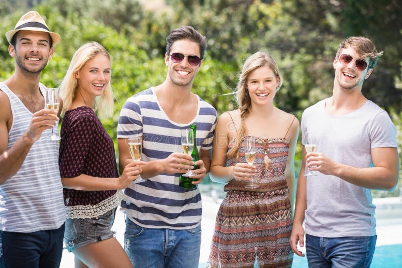 Group of Friends Having Champagne Stock Image - Image of female ...