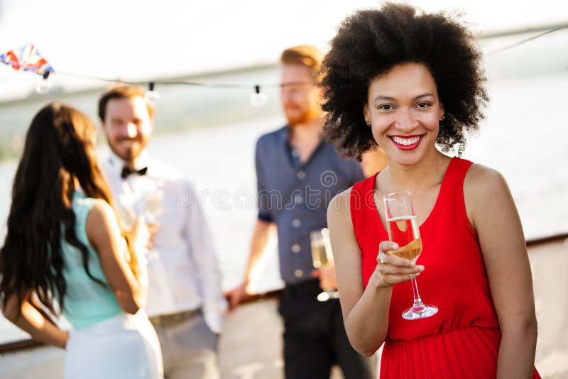 Group of Friends Having Fun and Celebrating Group Gathering Outdoor ...