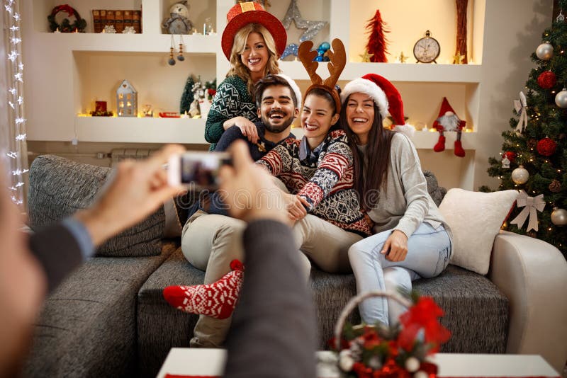 Friends Having Fun for Christmas Stock Photo - Image of christmas ...