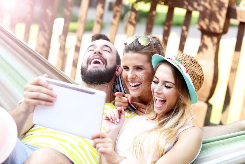 Group of Friends Having Fun Outdoors in Summer Stock Image - Image of ...