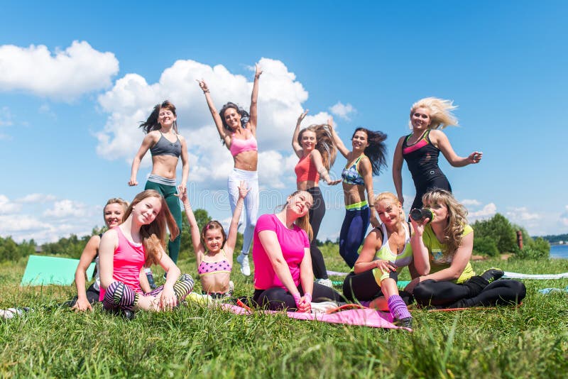 Group of Friends Having Fun in a Park on Sunny Day. Stock Photo - Image ...