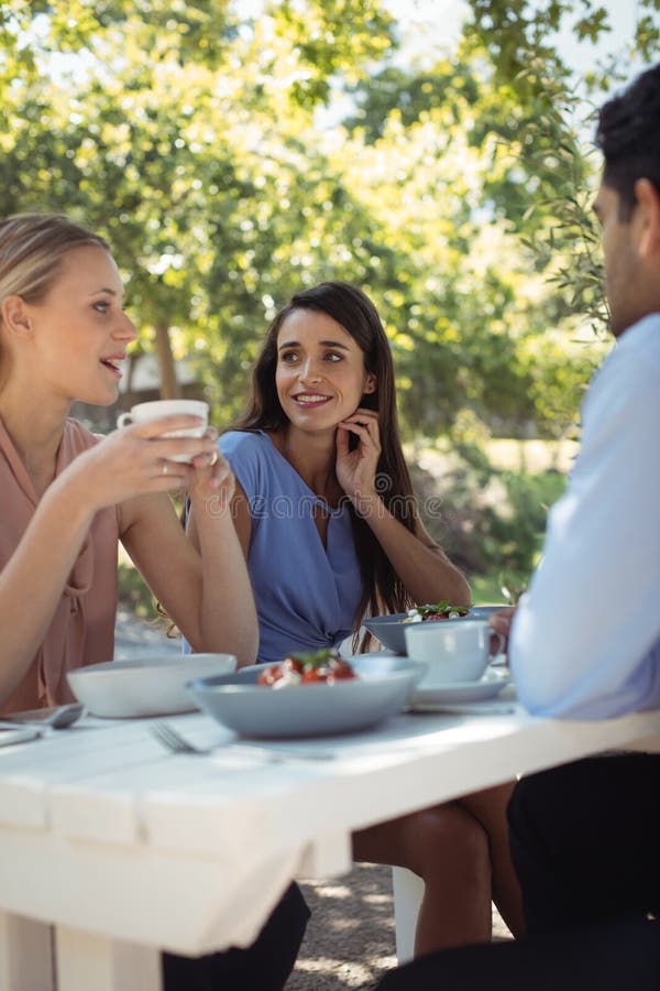 Group of Friends Having Lunch Stock Photo - Image of mixedrace, hotel ...