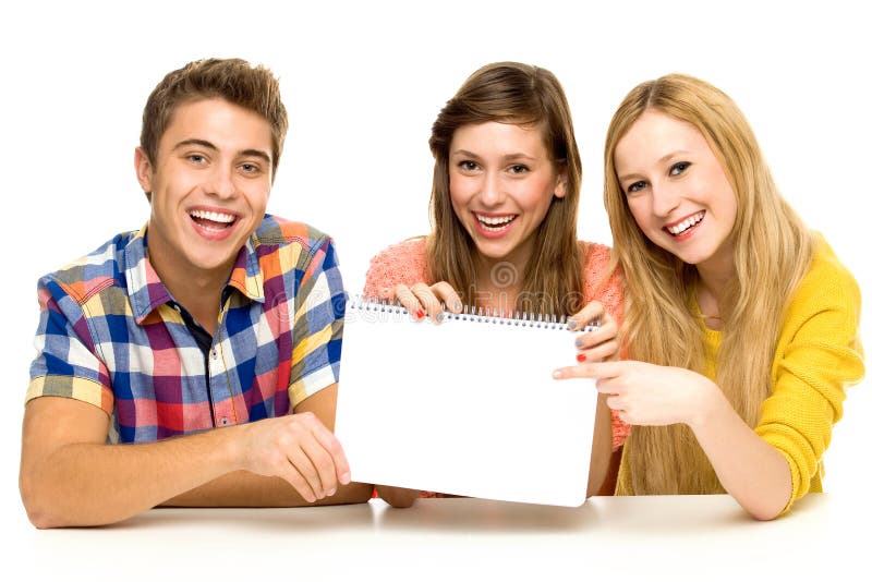 Friends Holding Blank Poster Stock Image - Image of faces ...