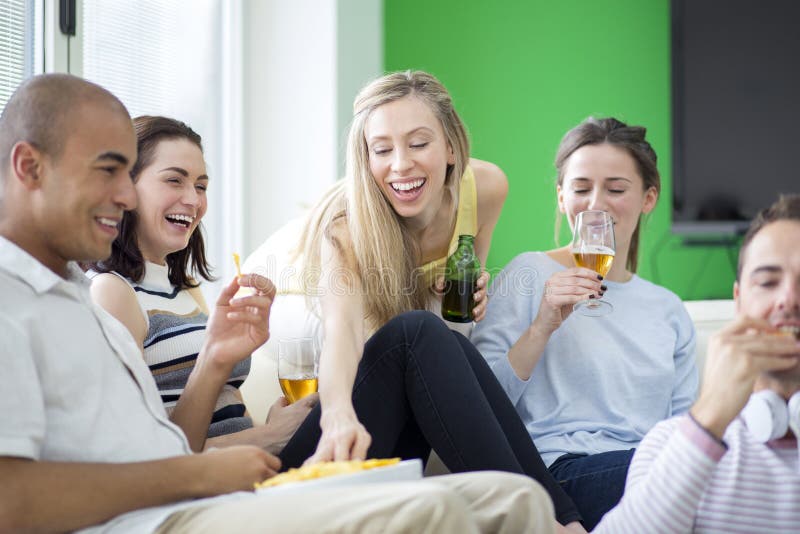 Group of Friends at Home stock image. Image of larger - 72932057