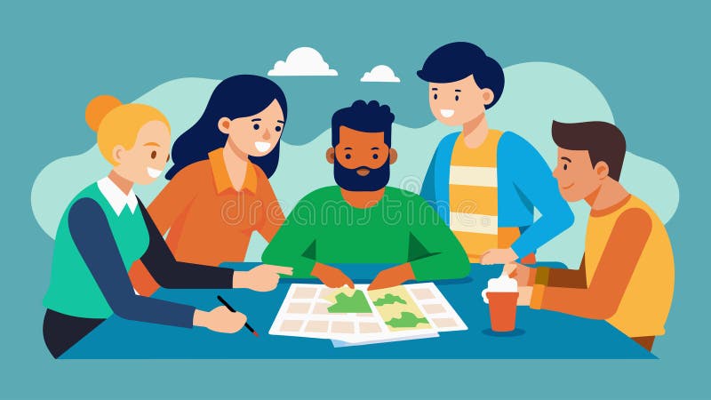 A Group of Friends Huddled Around a Table Comparing the Details of ...