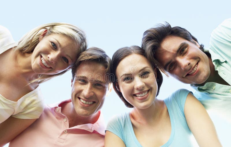 Group of Friends Looking Down into Camera Stock Image - Image of couple ...