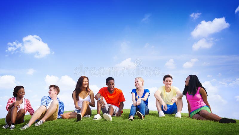 Group Friends Outdoors Diversed Cheerful Fun Team Concept Stock Image ...
