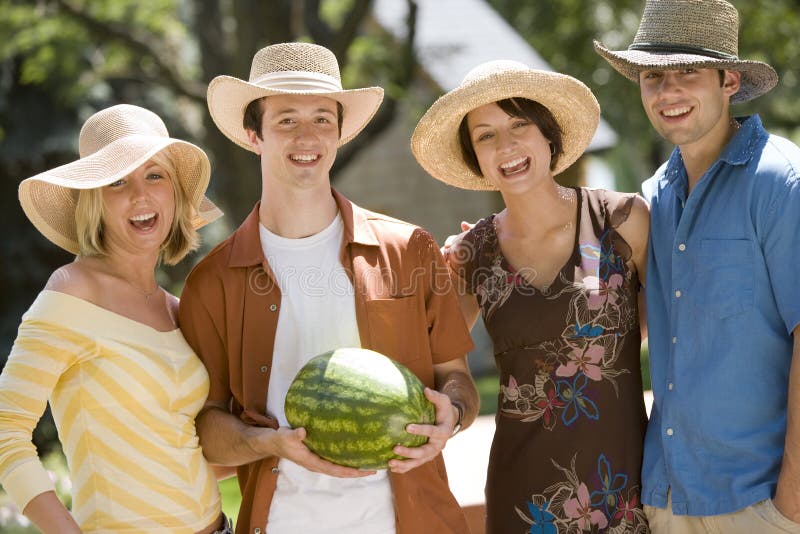 Outdoor lunch with friends stock image. Image of cheerful - 4651085