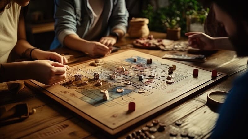 A Group of Friends Playing Ancient Board Games in the House Stock ...