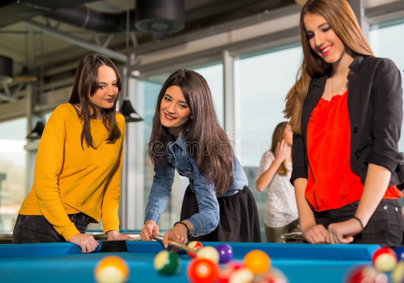 Group of Friends Playing Pool Together. Stock Photo - Image of number ...