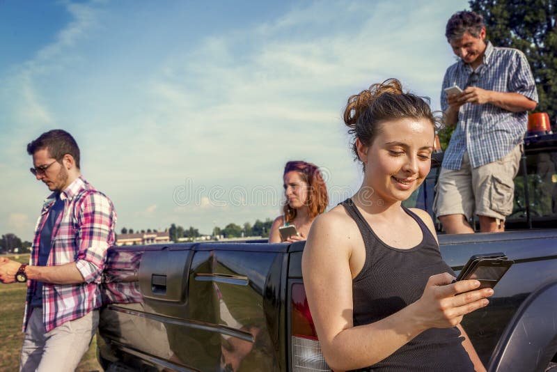 Group of Friends Playing on Smart Phone Stock Image - Image of casual ...