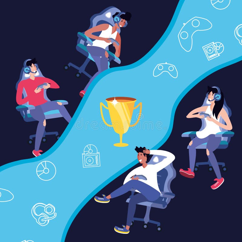 Group Video Game Playing Stock Illustrations – 380 Group Video Game ...