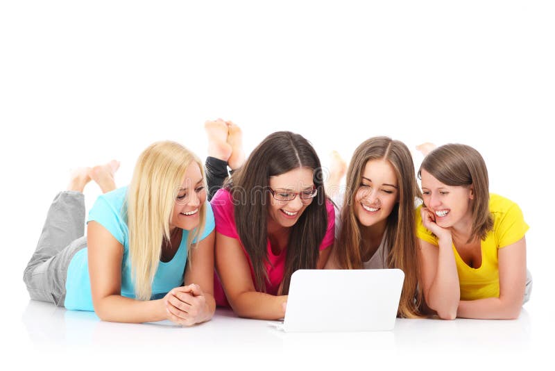 Group of Friends Searching the Internet Stock Photo - Image of casual ...