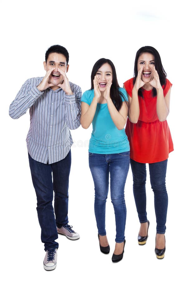 Group of friends shouting stock image. Image of diversity - 34223221