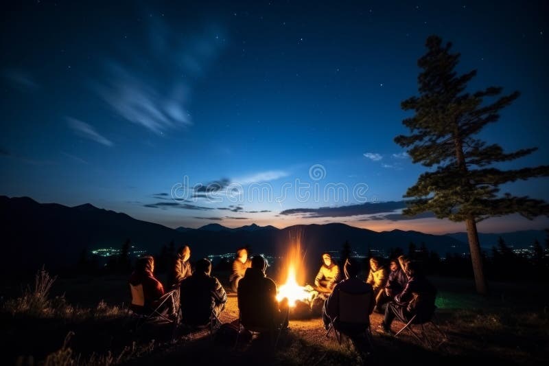 A Group of Friends Sit Around a Campfire, Sharing Stories and Laughter ...