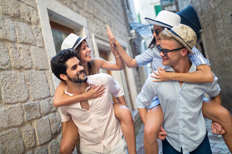 Group of Friends Spending Quality Time Together in City Stock Photo ...
