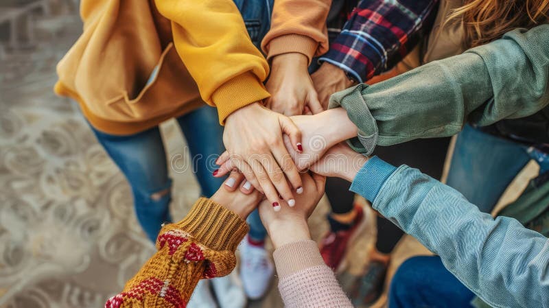 A Group of Friends Stacking Hands Represents Support and Teamwork in ...