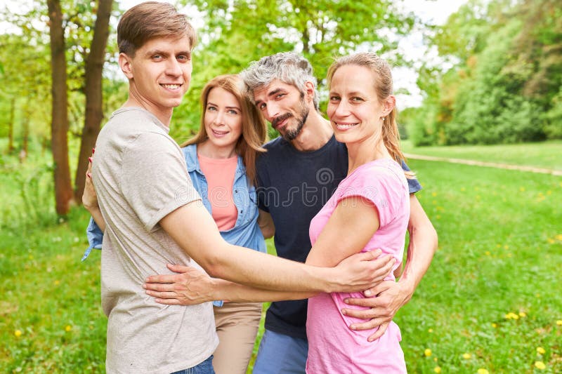 Group of Friends Stands in a Circle As a Strong Community Stock Image ...