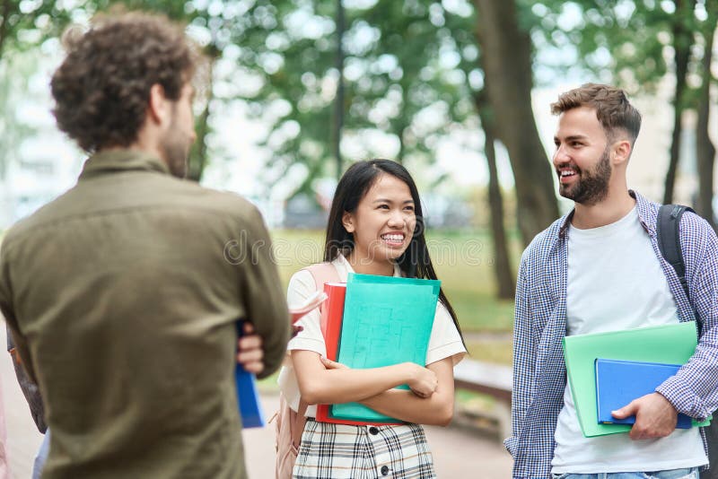 Group of Friends of Students Standing in the Park. Stock Photo - Image ...