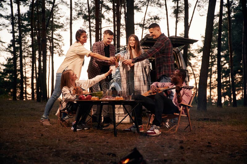 Group of Friends are Together in the Forest Stock Photo - Image of ...