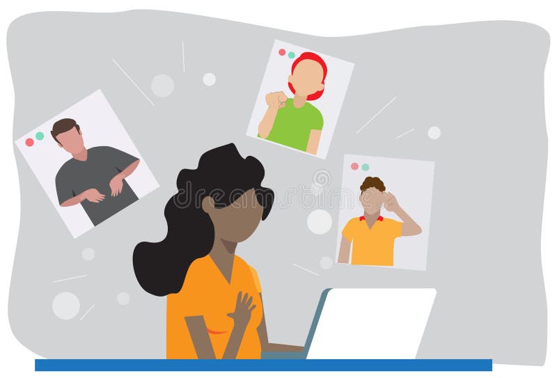 Group of Friends on Video Call Talking Sign Language Stock Vector ...