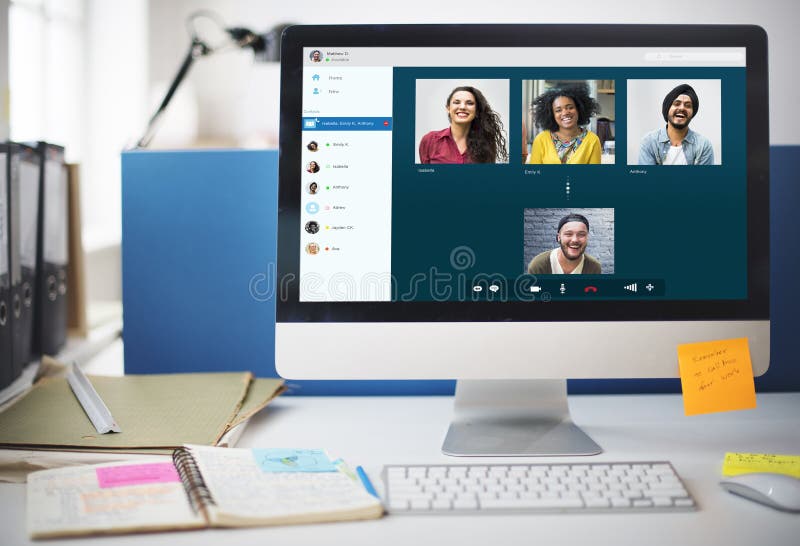 Group Friends Video Chat Connection Concept Stock Image - Image of ...