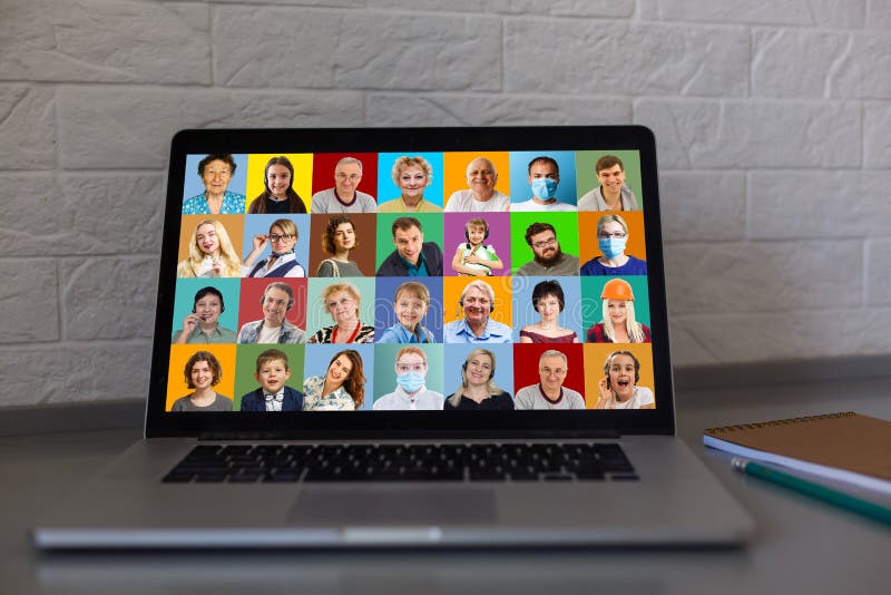 Group Friends Video Chat Connection Concept Stock Photo - Image of ...