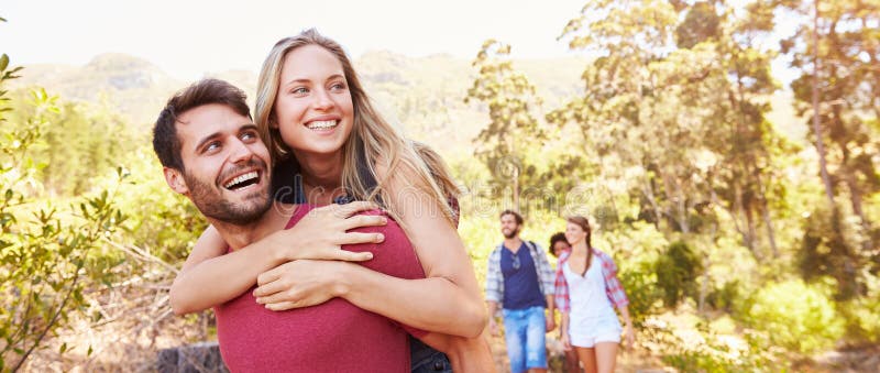 Group of Friends on Walk through Countryside Together Stock Image ...