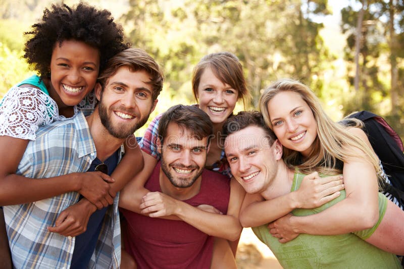 Group of Friends on Walk through Countryside Together Stock Image ...