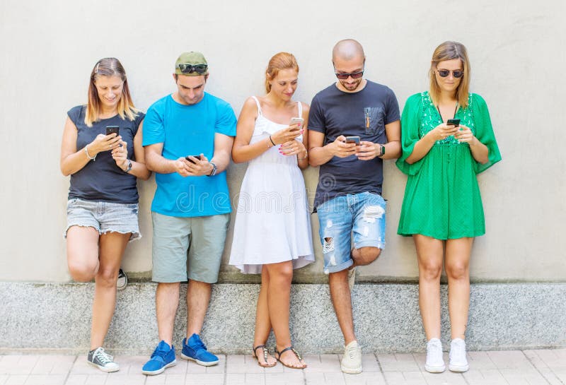 Group of Friends are Watching Smart Mobile Phone Stock Photo - Image of ...