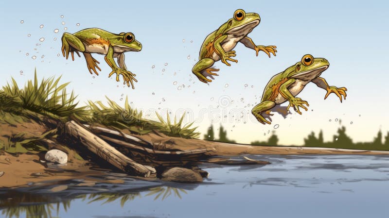 Group of Frogs Leaping in Mid-air, Suitable for Nature and Wildlife ...