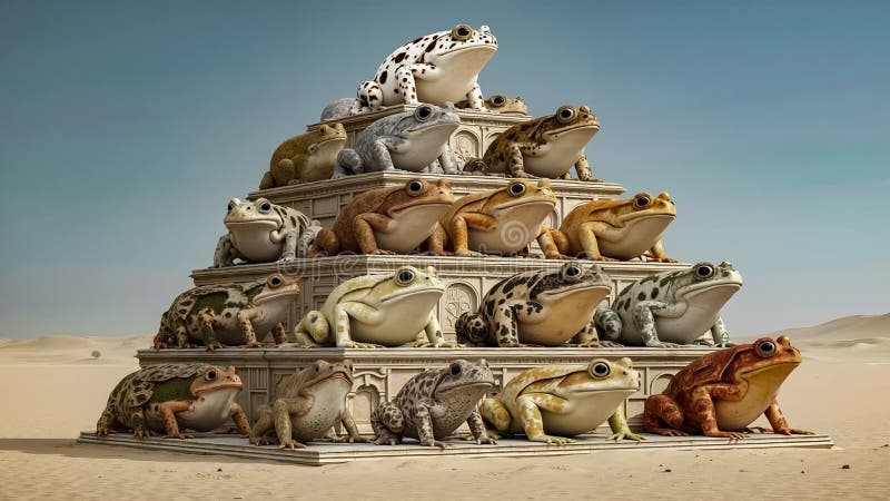 A Group of Frogs Sitting on Top of a Pyramid of Books Stock Video ...