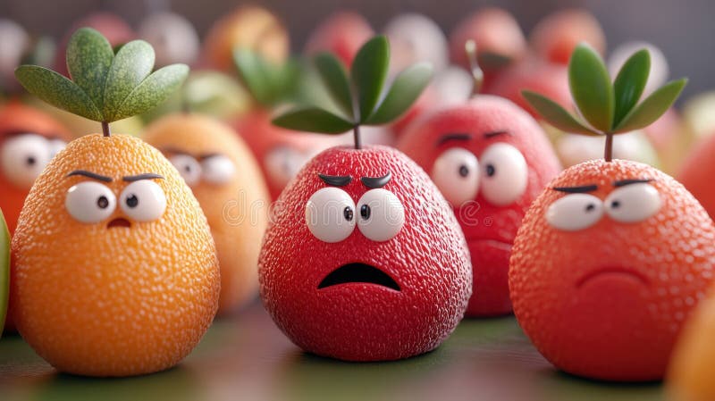 A Group of Fruit with Faces and Eyes Made Out of Different Fruits, AI ...