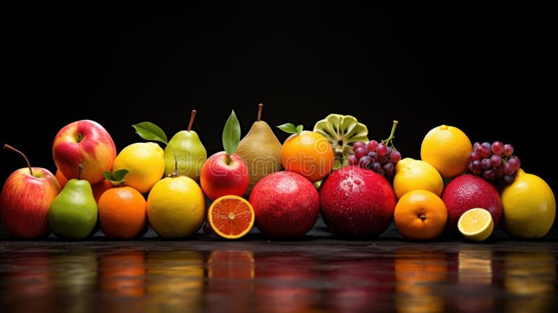A Group of Fruits Arranged in a Row on Top of Each Other, AI Stock ...
