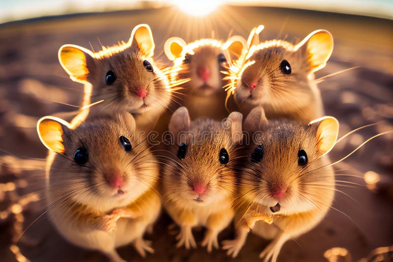 A Group of Funny Mice Take a Selfie. AI Generated Stock Illustration ...