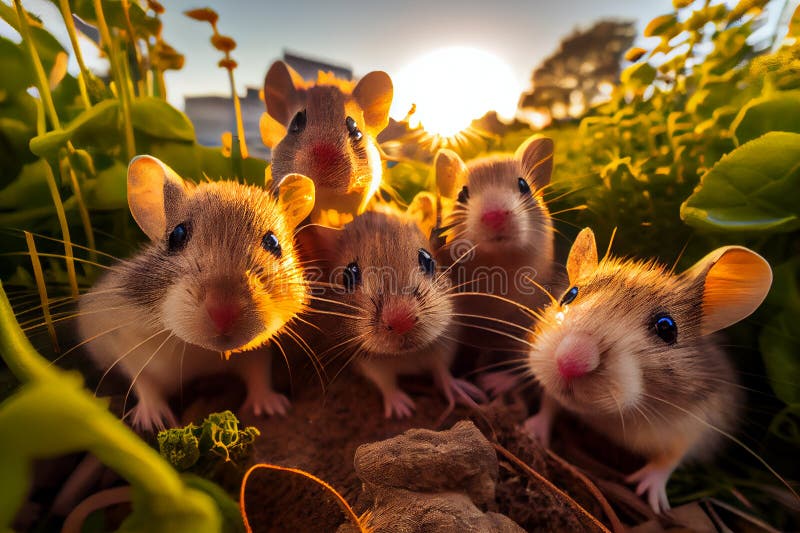 A Group of Funny Mice Take a Selfie. AI Generated Stock Illustration ...