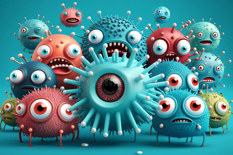 Group of Funny Multi-colored Virus Character with Angry Faces Isolated ...